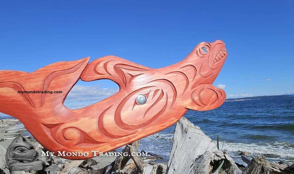Orca, Killer Whale, 24" vibrant, inlaid, authentic Nootka art, Brian ...