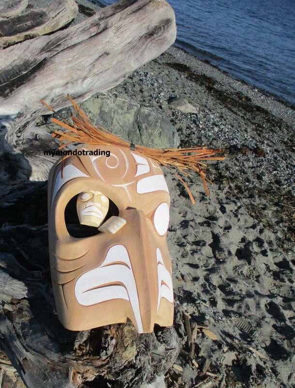 Eagle and little Spirit, cedar Mask, Bear Horne - SOLD • My Mondo ...