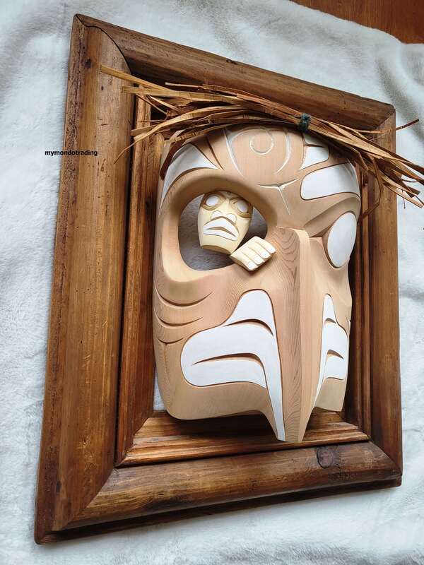 Eagle and little Spirit, cedar Mask, Bear Horne - SOLD • My Mondo ...
