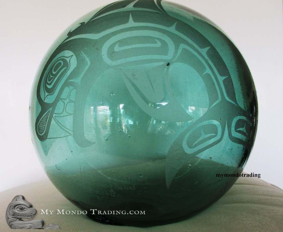 Haida Whale on large green Japanese Glass Float by Francis Pollard • My ...