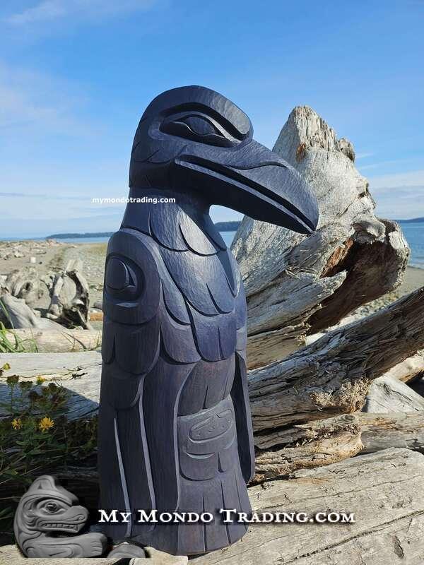 Incredible Raven Sculpture, solid cedar, hand carved masterpiece by ...