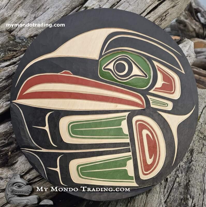 Beautiful circular Raven, hand carved, authentic, direct from artist ...